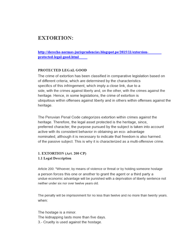 Crime of Extortion in Peru - Compared | PDF | Crimes | Crime & Violence