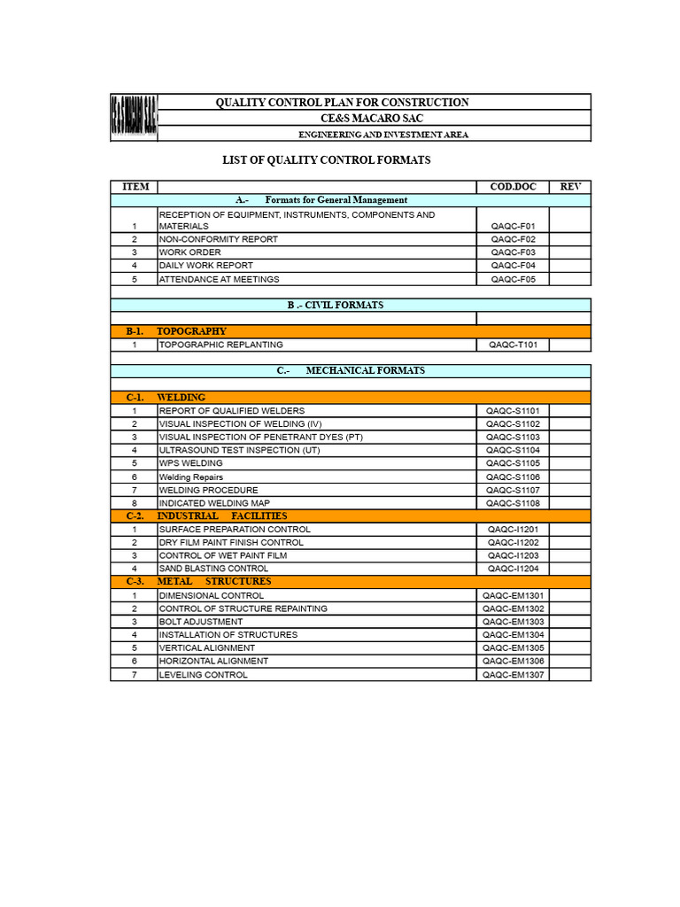 Construction Quality Control Plan | PDF | Welding | Construction