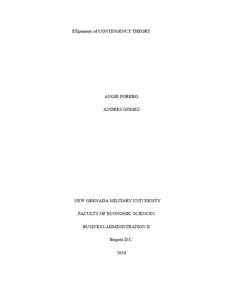 Contingency Theory Exponents | PDF | Leadership | Behavioural Sciences