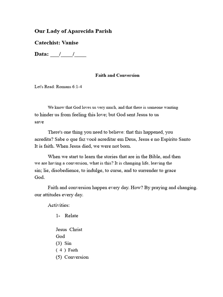 Faith and Catechesis Conversion | PDF