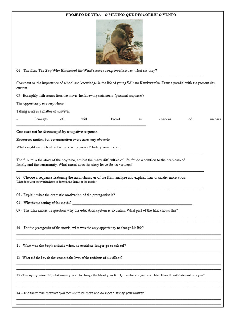 Life Project - The Boy Who Harnessed The Wind | PDF