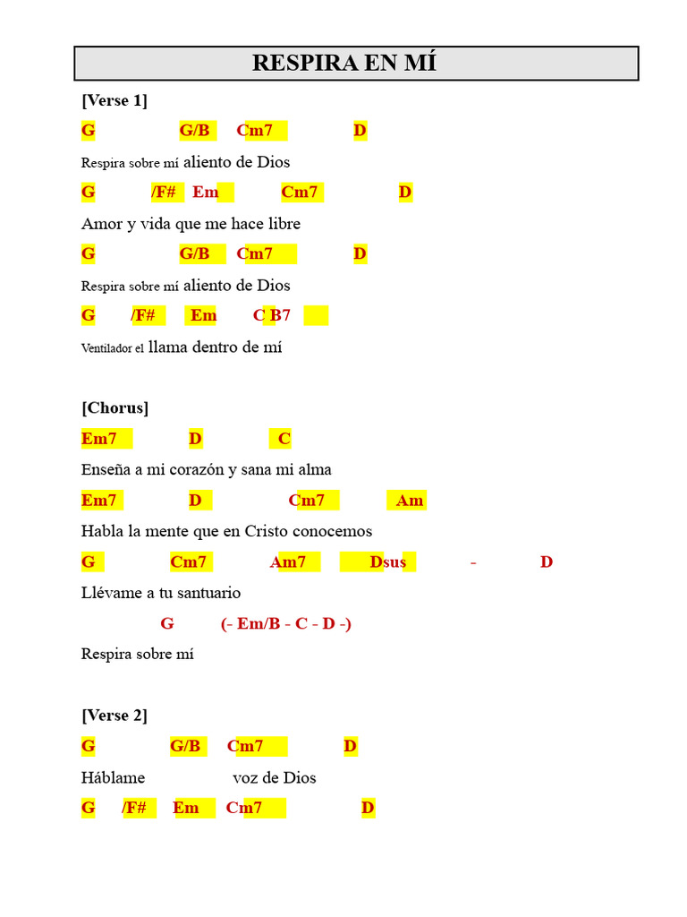 Respira en Mí: Letra y Mensaje Espiritual | PDF