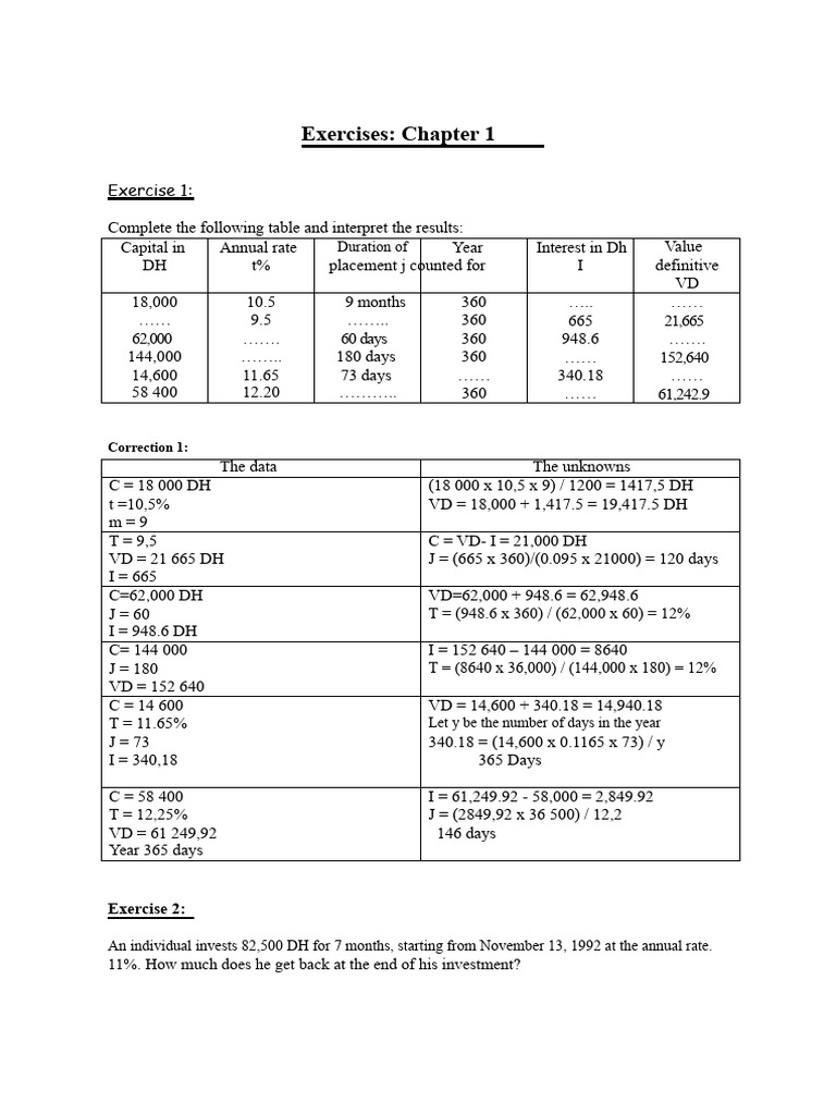 Exercises Chapter 1 SIMPLE INTEREST | PDF | Interest | Transaction Account