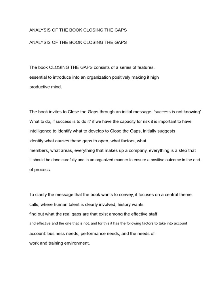 Analysis of The Book Close The Gaps | PDF | Cognitive Science ...