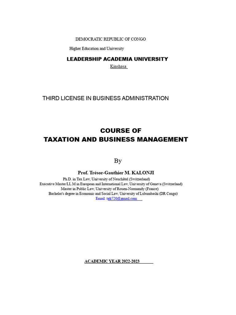 Taxation and Business Management Course | PDF | Taxes | Value (Economics)
