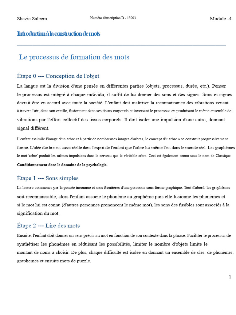Introduction À La Construction de Mots | PDF | Phonétique | Linguistique