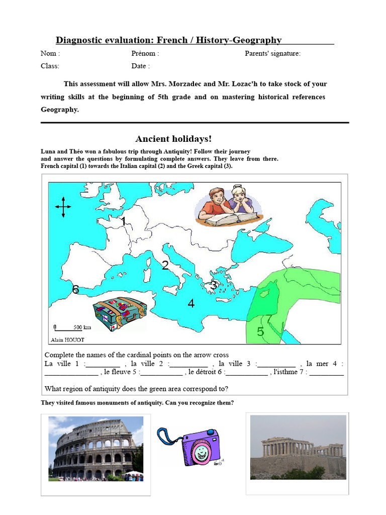 Diagnostic Evaluation French/History and Geography 5th Grade | PDF ...