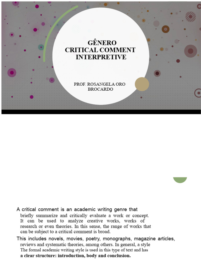 Genre Critical Interpretative Commentary 2022 | PDF