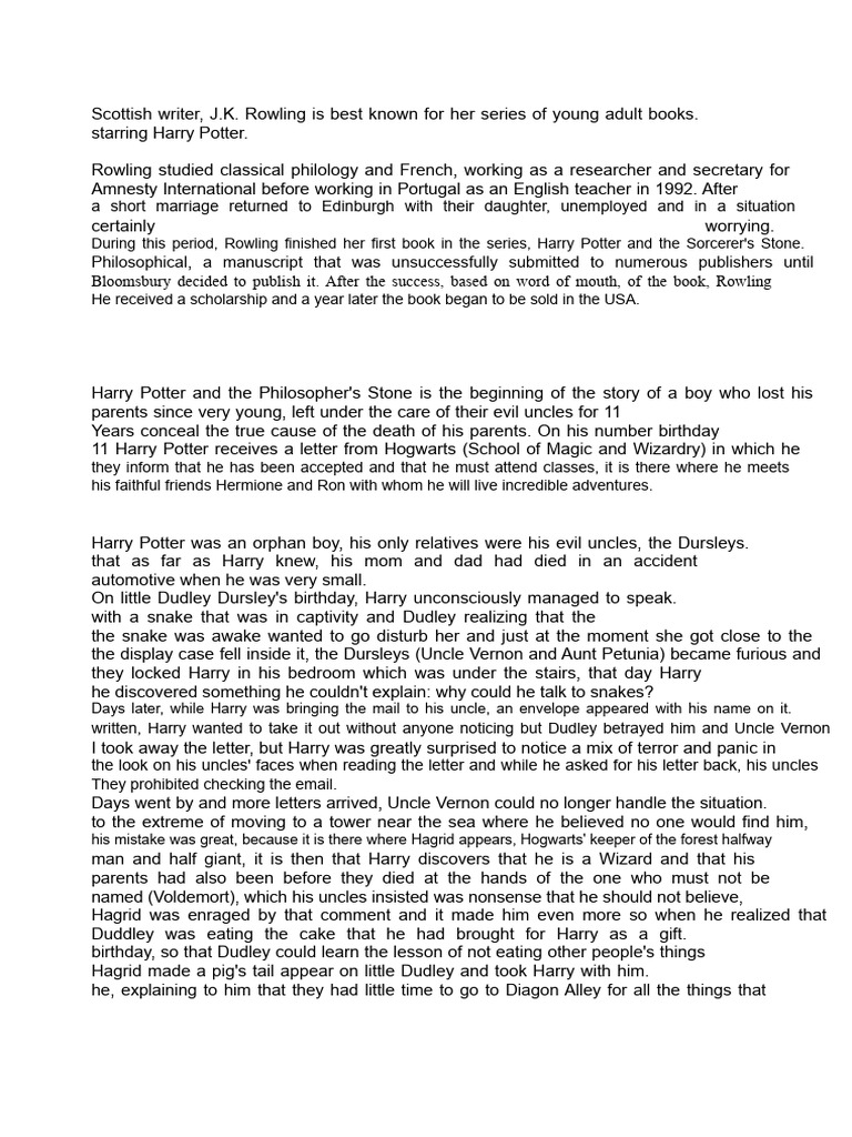Reading Report (Harry Potter and The Sorcerer's Stone) Complete Review ...