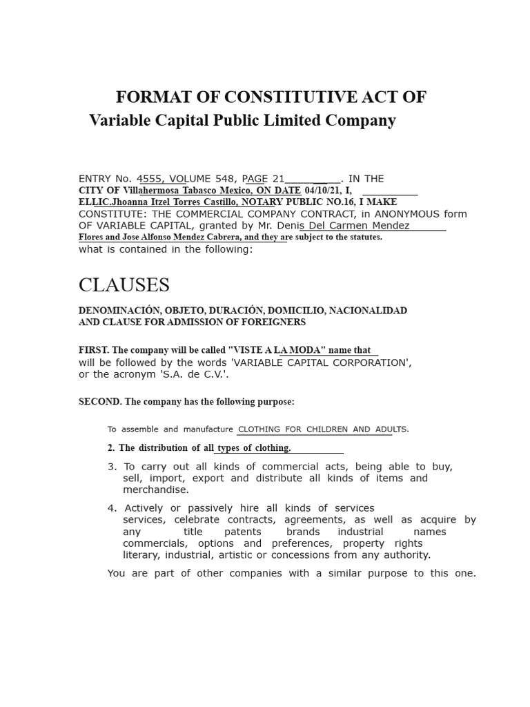 Filled Out Articles of Incorporation of A Corporation | PDF | Board Of ...