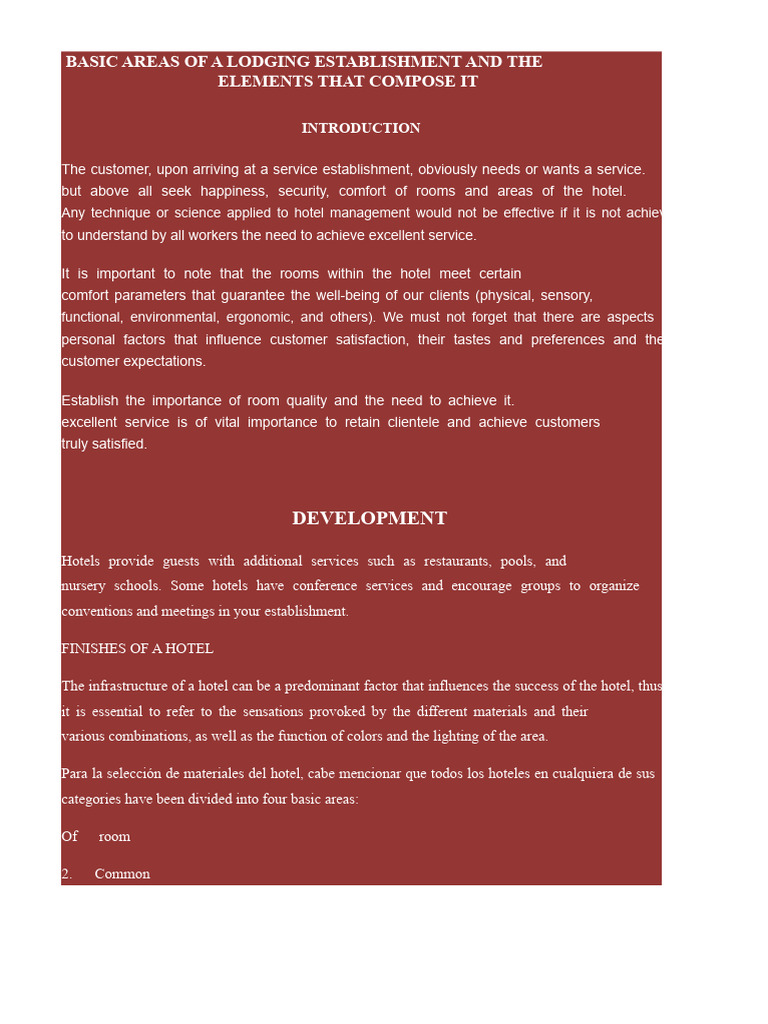 Key Areas and Elements of Hotels | PDF | Hotel | Kitchen
