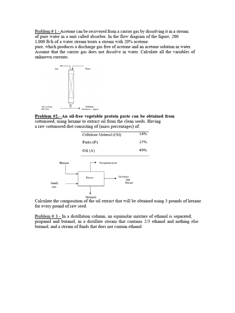 Material Balance Exercises | PDF | Distillation | Acid