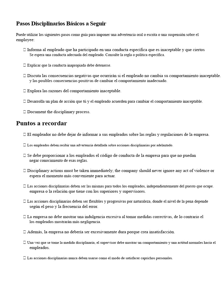 Guía de Disciplina Progresiva Laboral | PDF | Disciplinas | Comportamiento