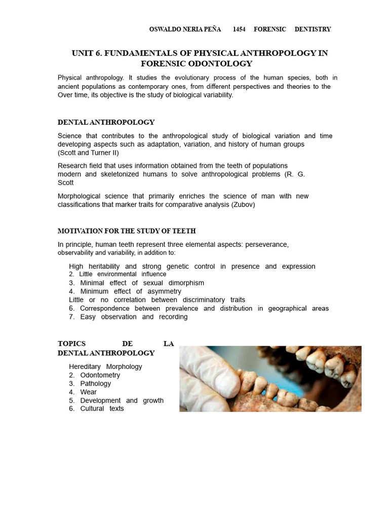 Forensic Dentistry and Dental Anthropology | PDF | Human Tooth ...