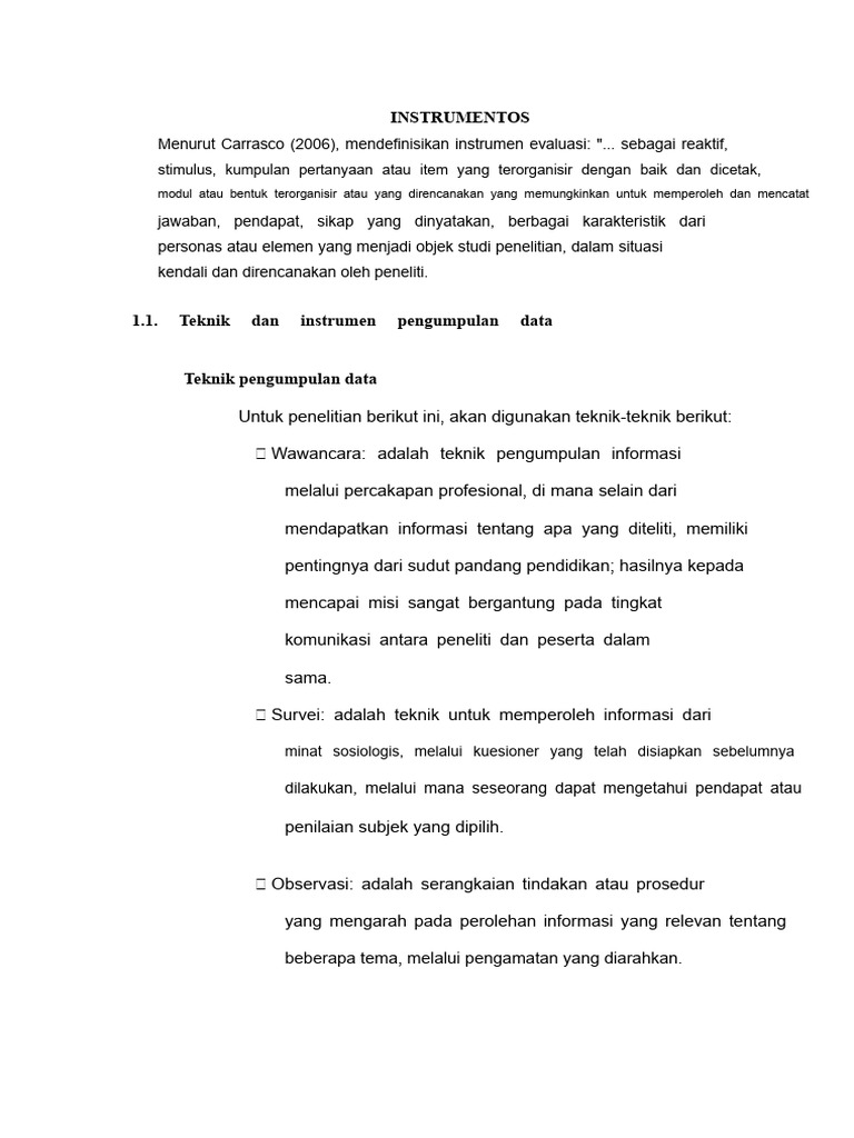 Teknik dan Instrumen Pengumpulan Data Penelitian | PDF