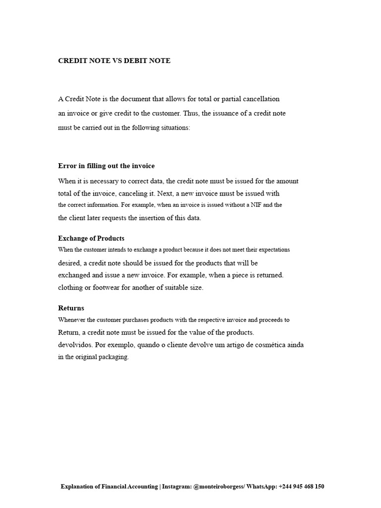 Credit Note vs Debit Note Explained | PDF
