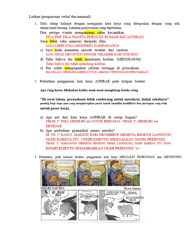 Latihan Penguasaan Verbal dan Nominal | PDF