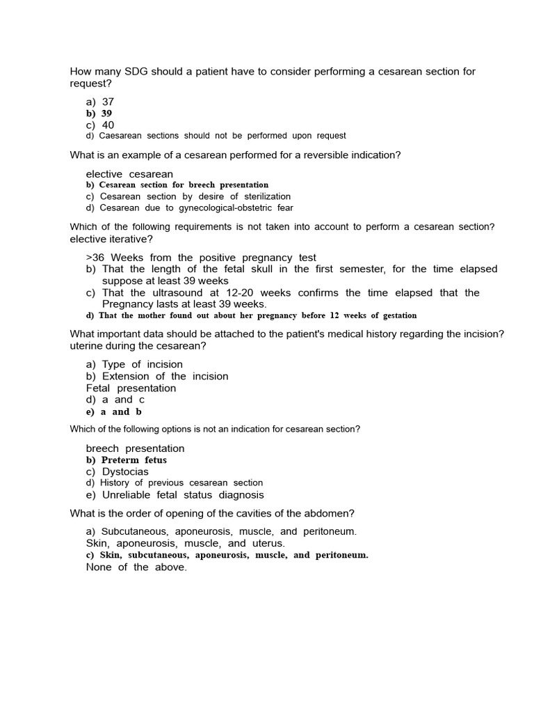 Cesarean Questions | PDF