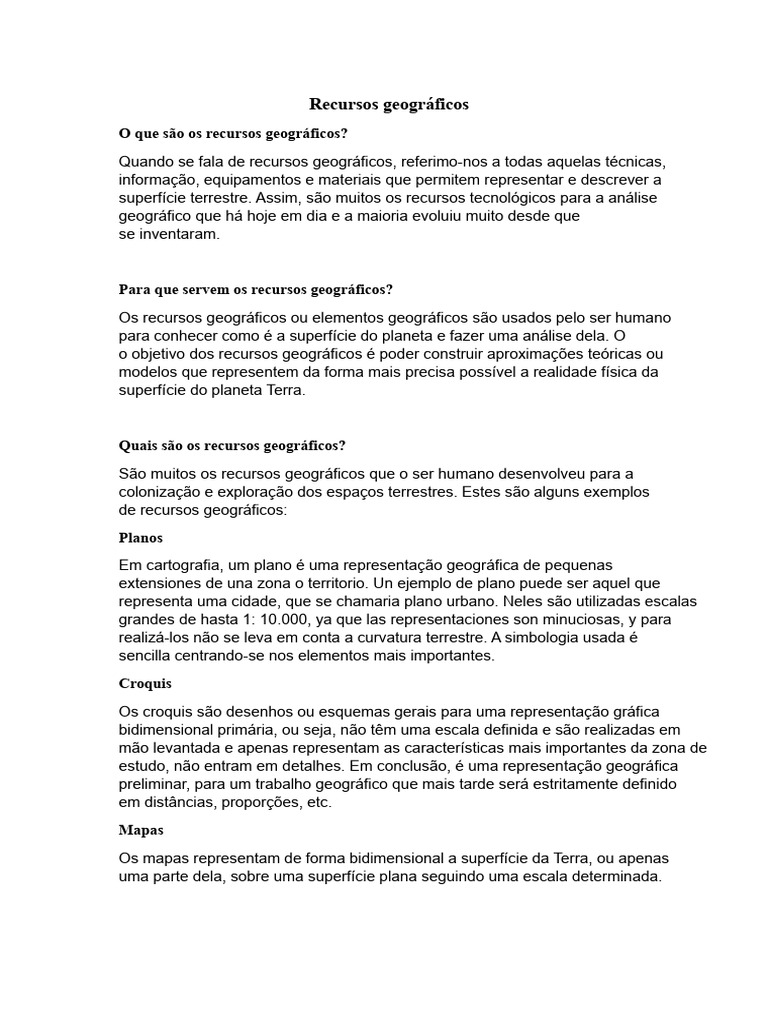 Recursos geográficos | PDF | Geografia | Mapa
