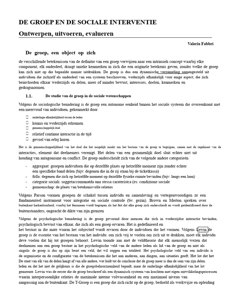 De Groep en de Sociale Interventie | PDF