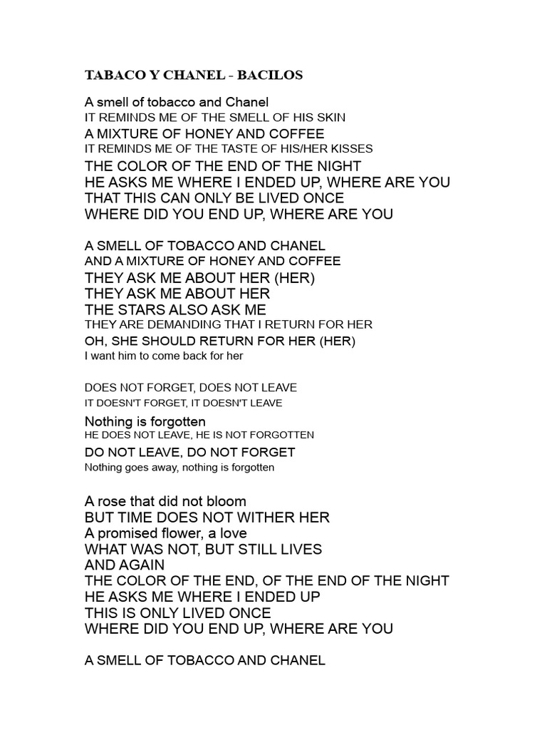 Tobacco and Chanel - Bacilos | PDF