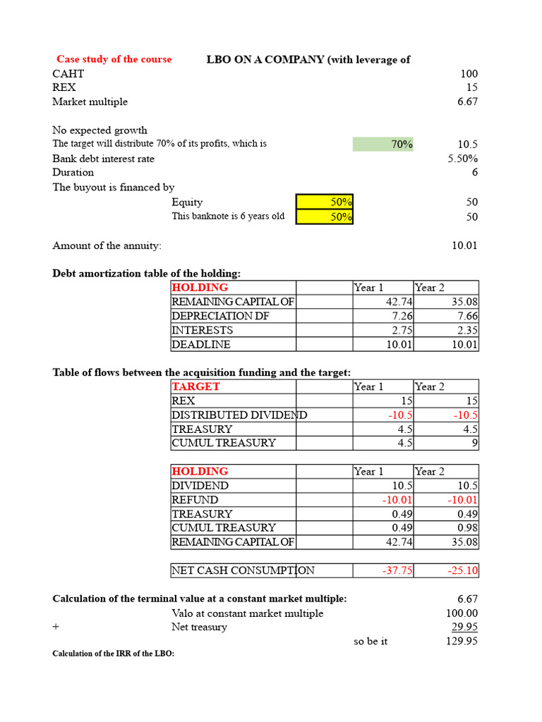 10 Exercise 1 LBO of the course_calculation sort V1 | PDF | Leveraged ...