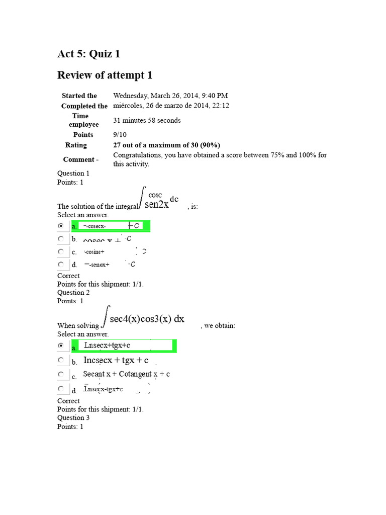 integral calculus quiz.docx | PDF