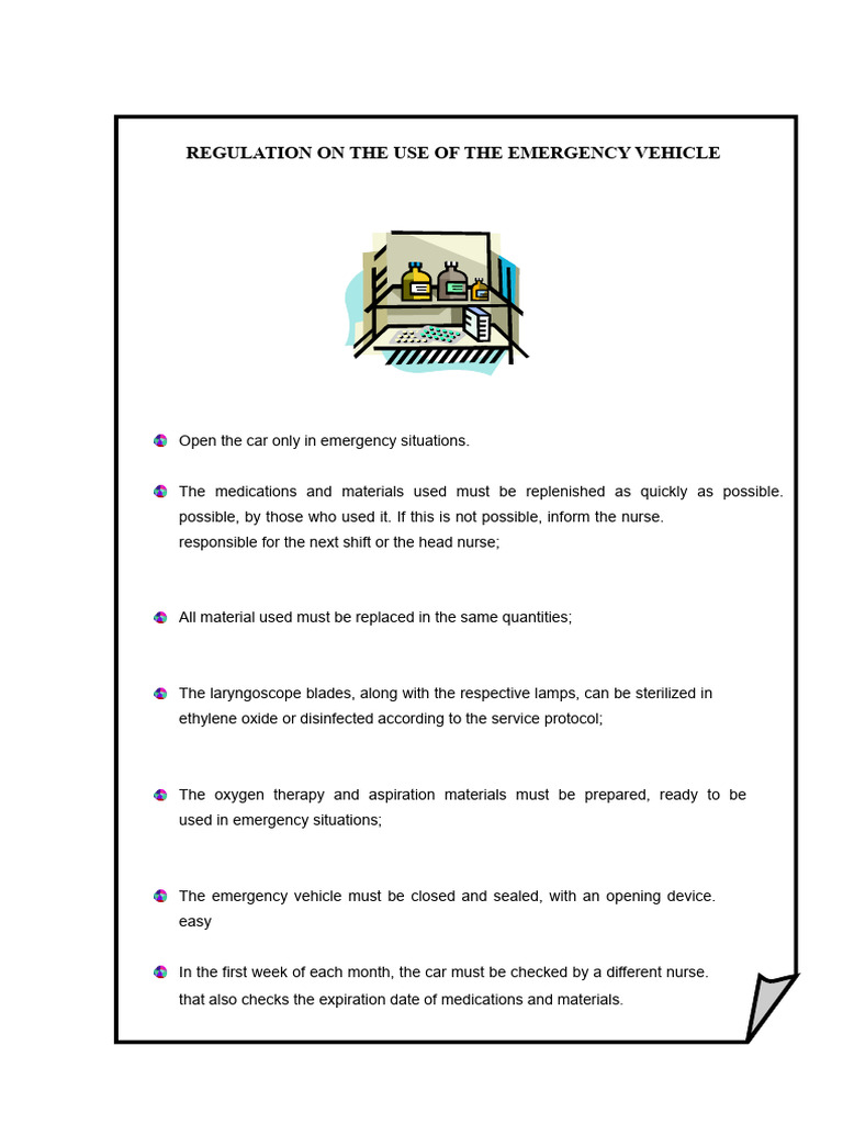 EMERGENCY VEHICLE USAGE GUIDELINES | PDF | Clinical Medicine | Medical ...