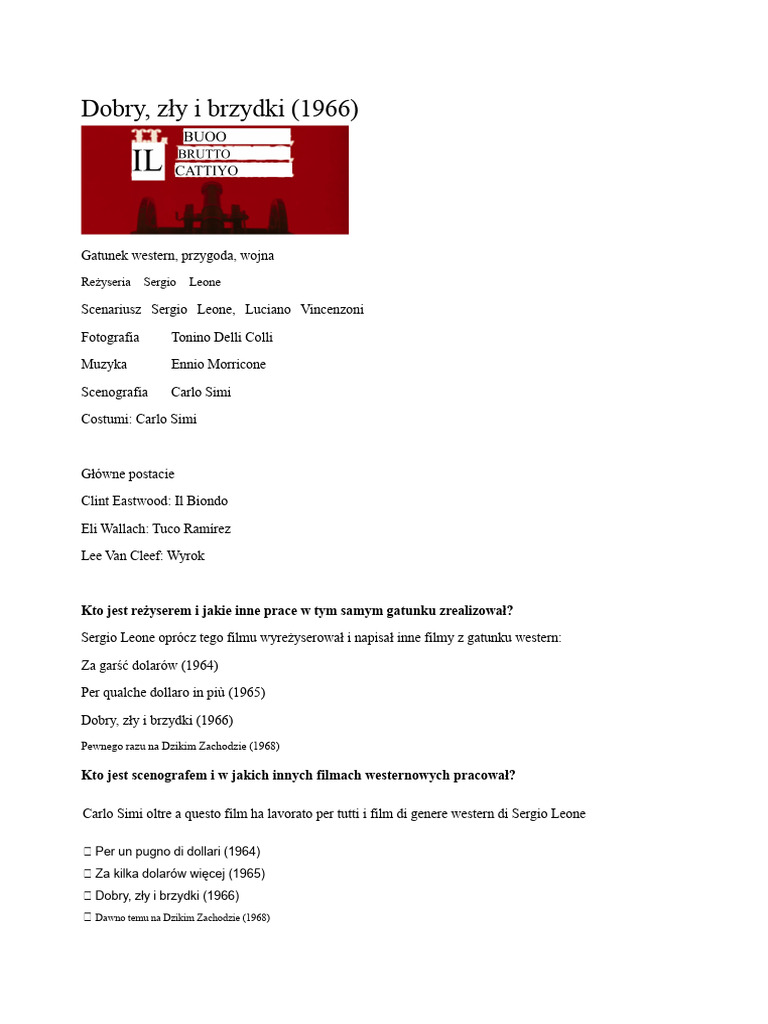 Dobry Zły Brzydki | PDF