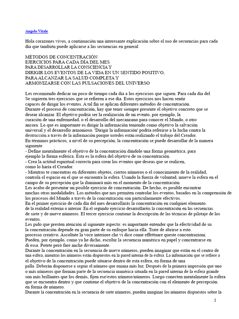 Ángelo Vitale, Secuencias Cotidianas de 31 Días | PDF | Imaginación | Mente