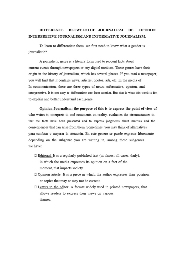 Understanding Journalism Genres: Opinion vs. Informative | PDF ...