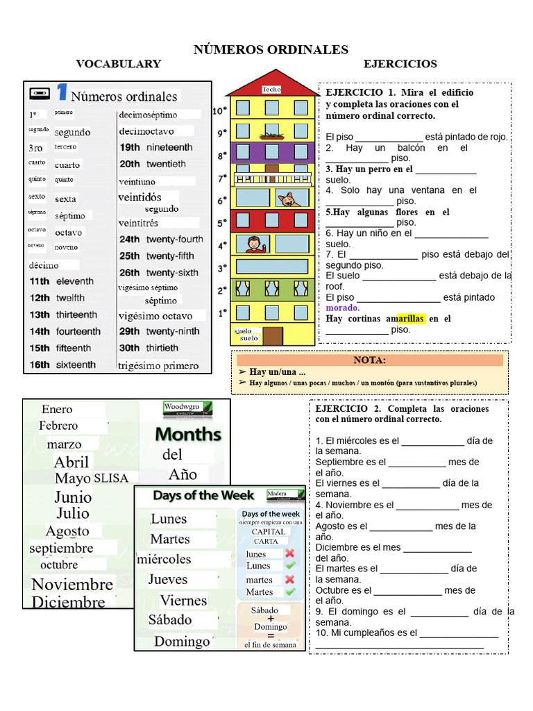 Ejercicios de Números Ordinales | PDF