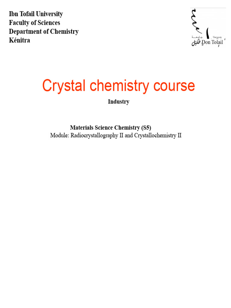 Crystallochemistry Course 2015 INTRODUCTION | PDF | Crystal Structure ...