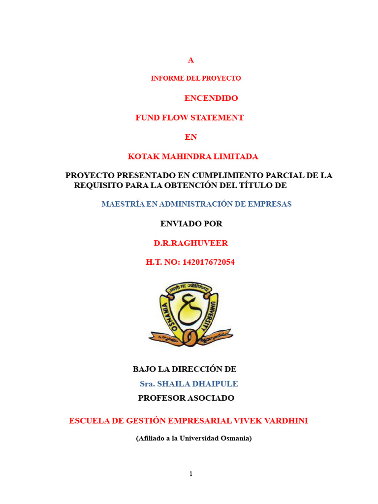 ESTADO DE FLUJO DE FONDOS - KOTAK MAHINDRA.docx | PDF | Capital de ...