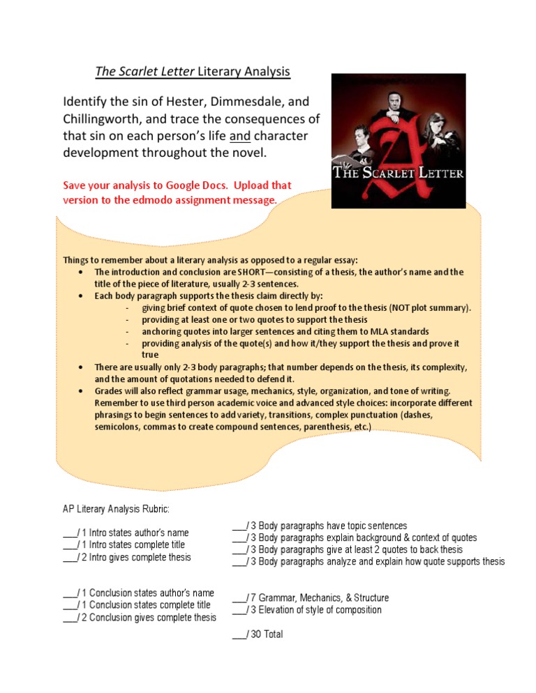 The Scarlet Letter Literary Analysis | PDF