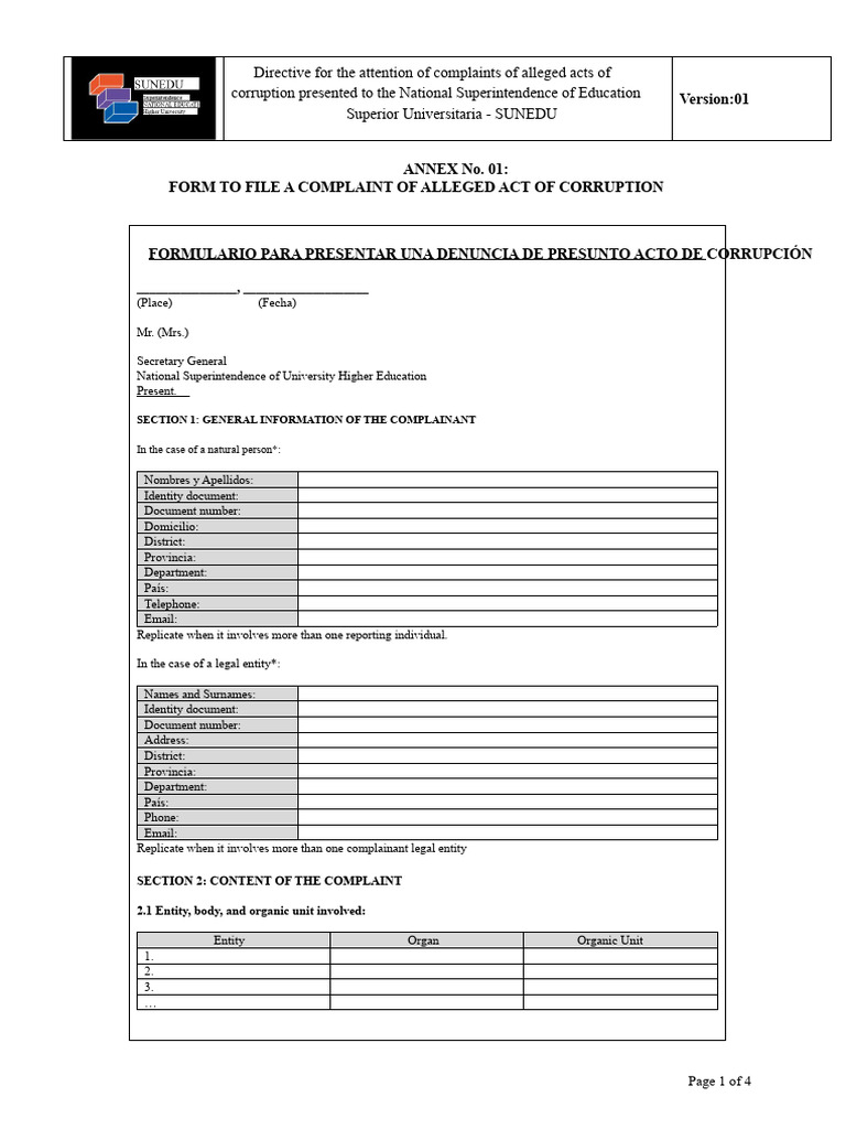 SUNEDU Corruption Complaint Directive | PDF | Affidavit | Justice