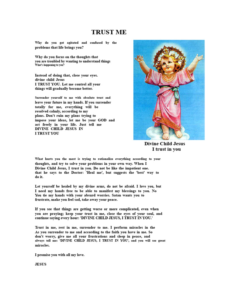 Trusting in the Divine Child Jesus | PDF | Jesus | Mary, Mother Of Jesus