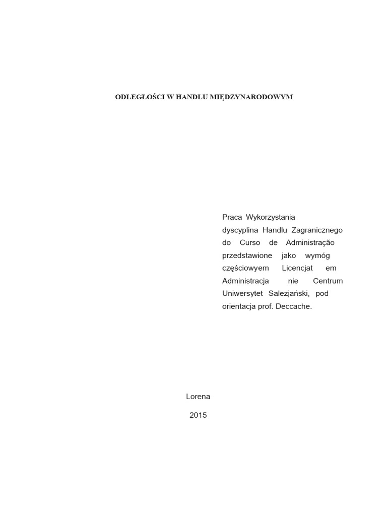 Odległości W Handlu Międzynarodowym | PDF