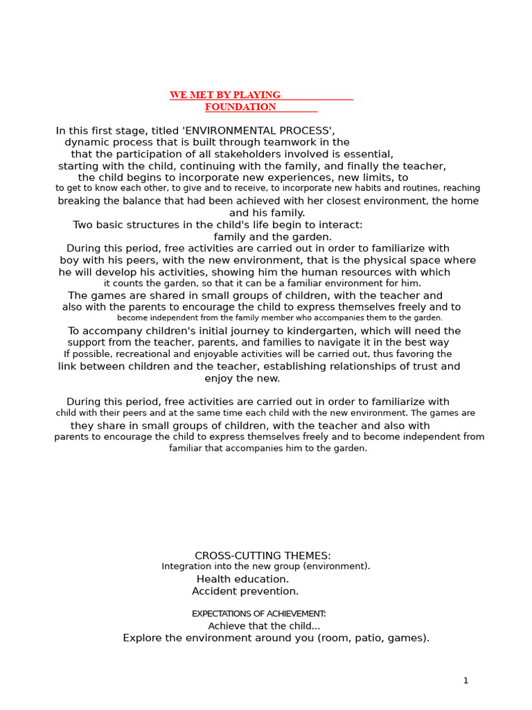 Project 1 2006 WE MEET PLAYING IN THE GARDEN | PDF | Teachers | Natural ...