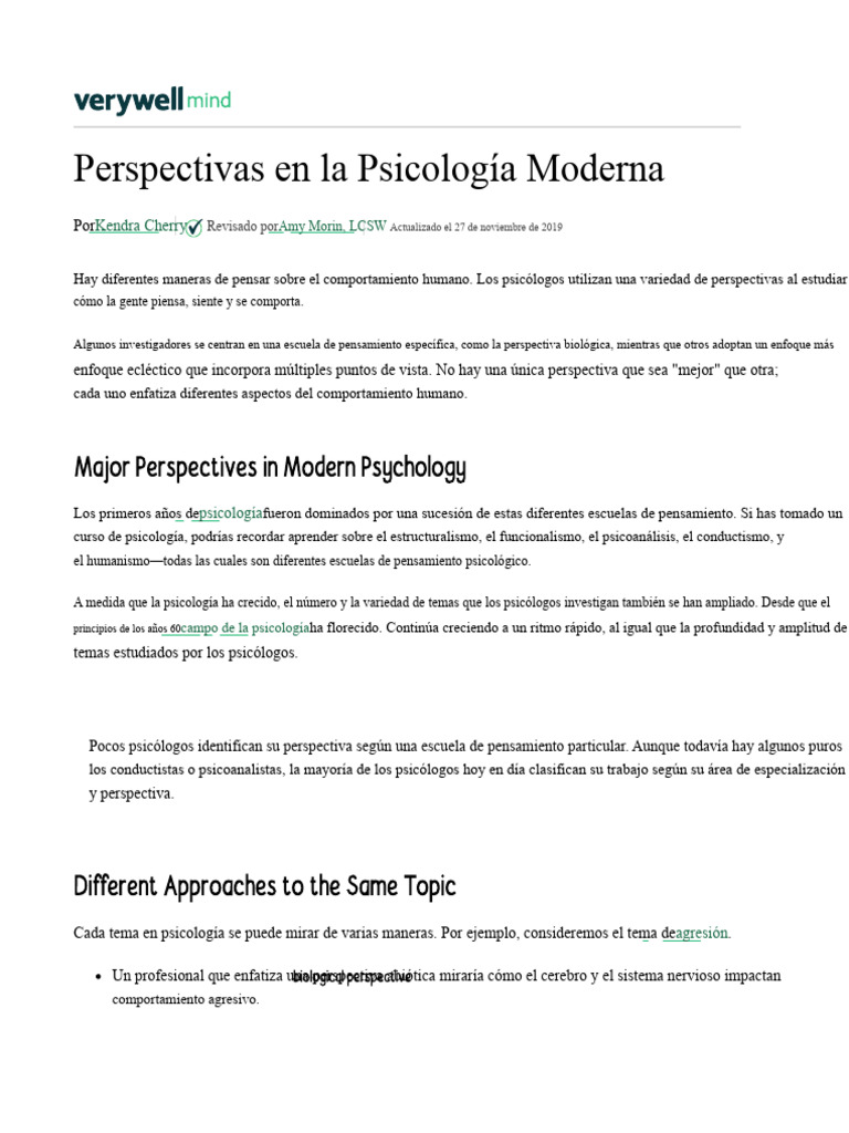 Perspectivas en Psicología Moderna | PDF | Sicología | Pensamiento