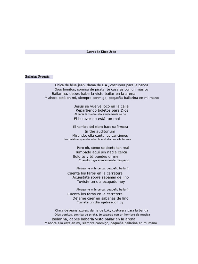 Letras de Elton John | PDF