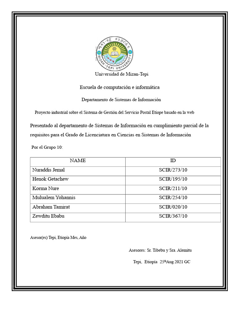 Proyecto Final Servicio Postal Etíope Basado en la Web | PDF | Software | Programación de ...