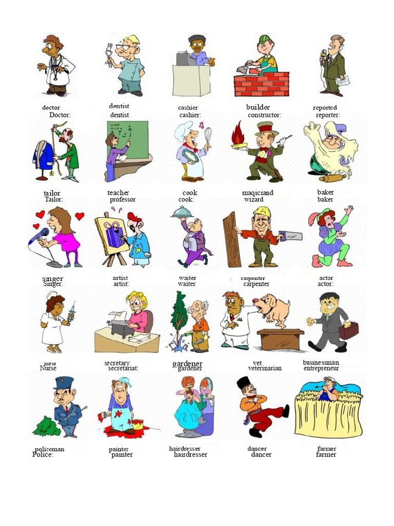 Professions in English Spanish | PDF