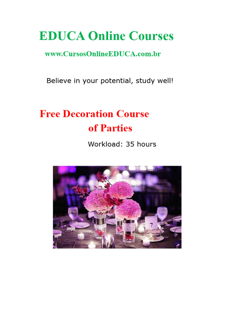 Free Online Party Decoration Course | PDF | Wedding | Flower Bouquet