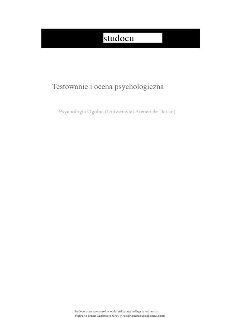 Testy i ocena psychologiczna | PDF