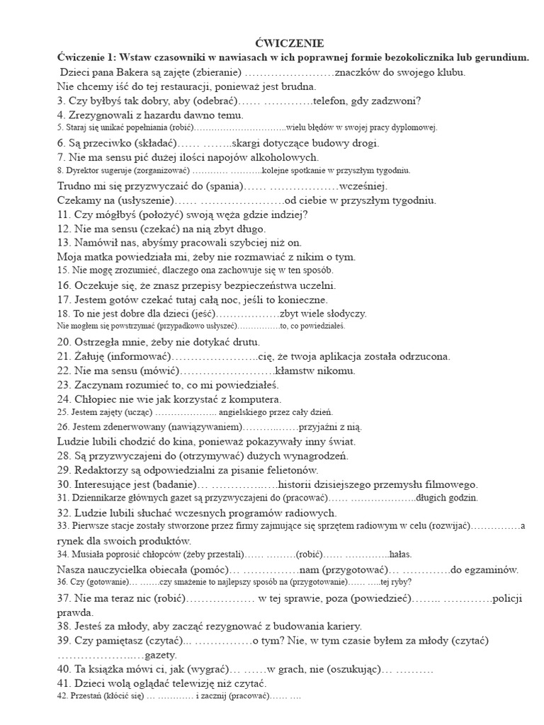 Bai Tap Gerund I Infinitive | PDF