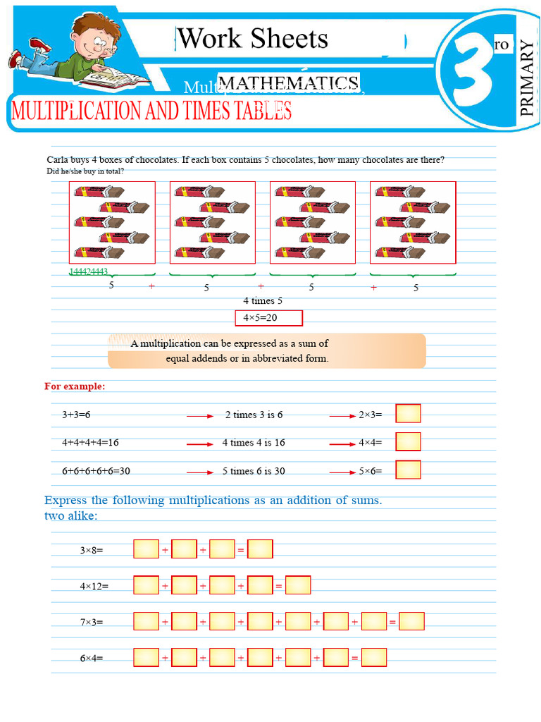 Multiplication and multiplication tables for Third Grade of Primary ...