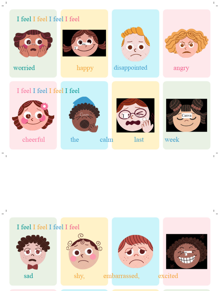 Emotions Simple Illustration Flashcard Cards | PDF