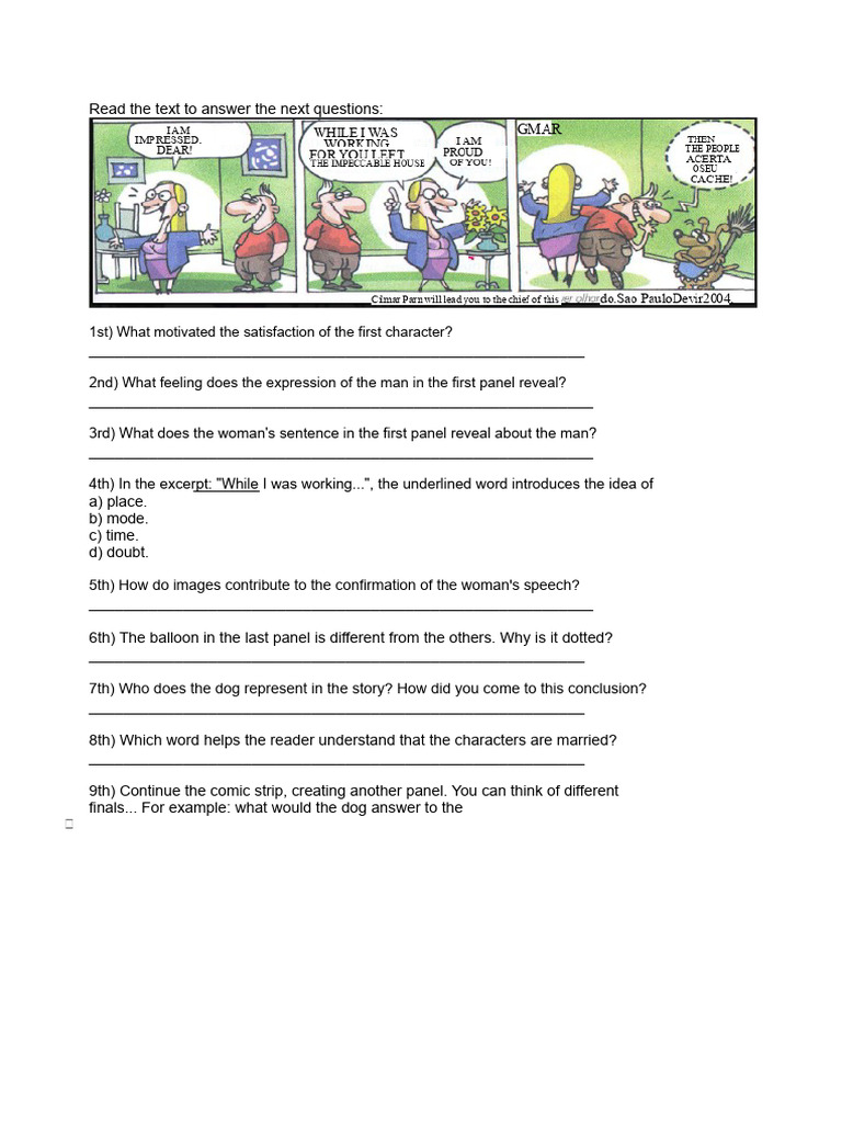 Comic Strips 7th Grade | PDF | Reading Comprehension | Human Communication