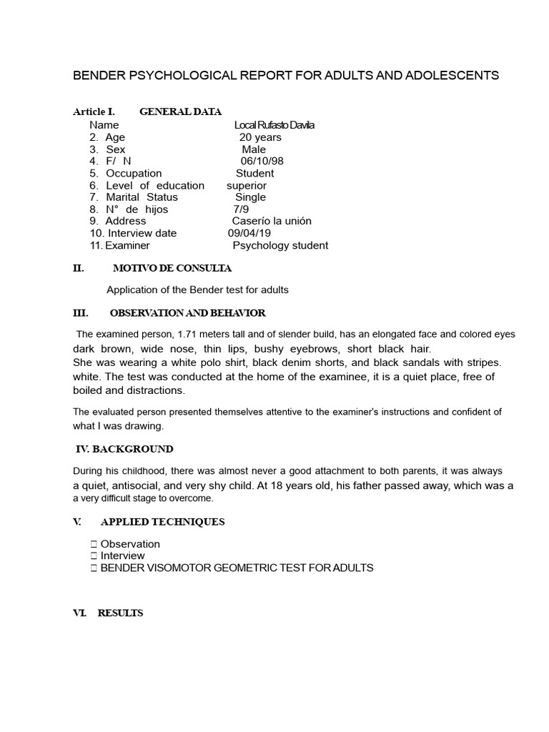 REPORT_PSYCHOLOGICAL_BENDER_2[1] | PDF